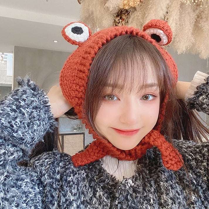 Kawaii Cute Knitted Frog Hat