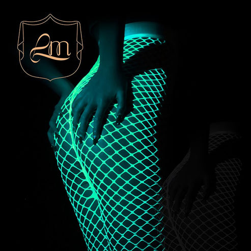 White UV Glowing Aesthetic Fishnet Tights