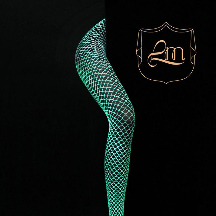 White UV Glowing Aesthetic Fishnet Tights