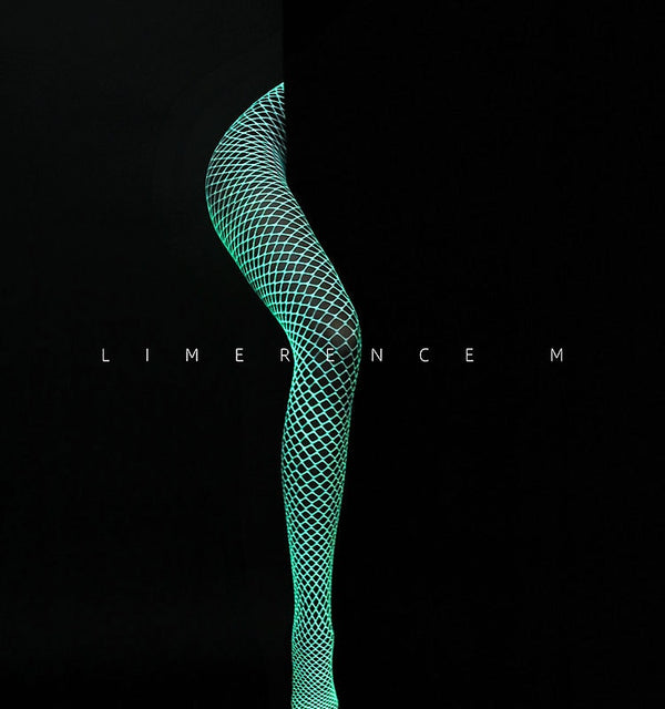 White UV Glowing Aesthetic Fishnet Tights