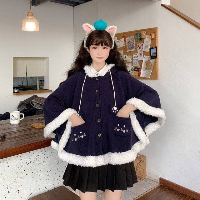 Kawaii Pink Cat Ears Cape Coat
