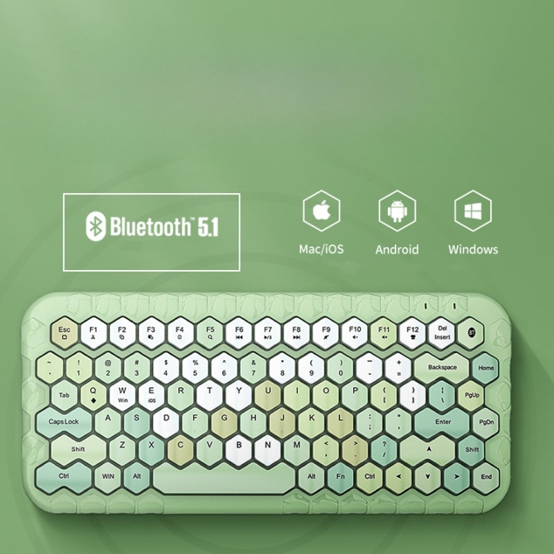 Kawaii Morandi Color Honeycomb Design Wireless Bluetooth Keyboard