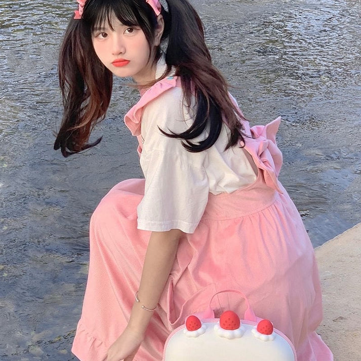 Sweet style Soft Girl Strap Dress